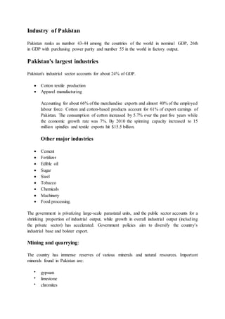 Industries of pakistan | DOCX