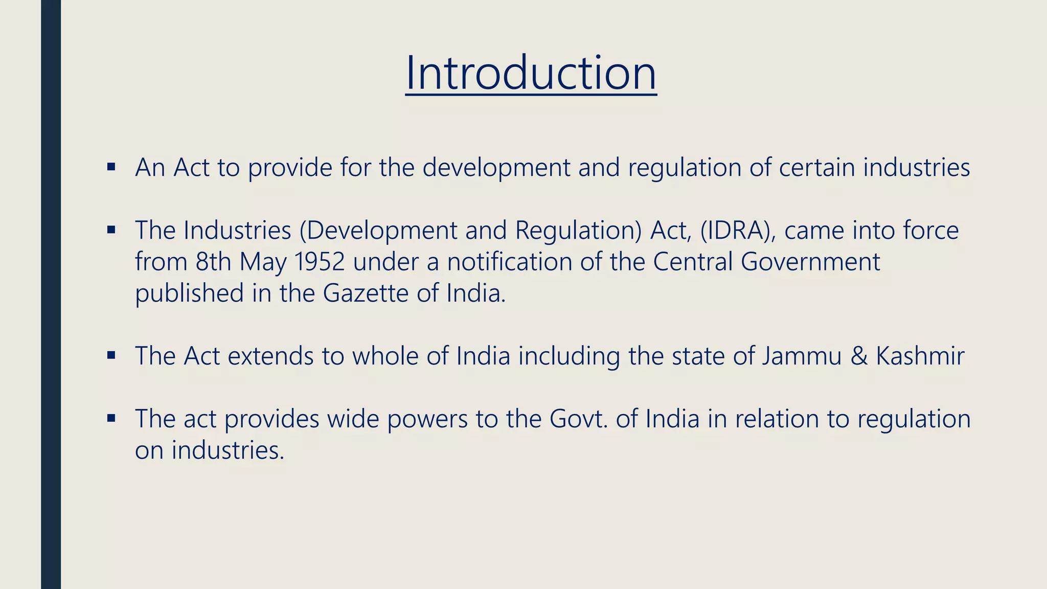 Industrila development act 1951 | PPTX