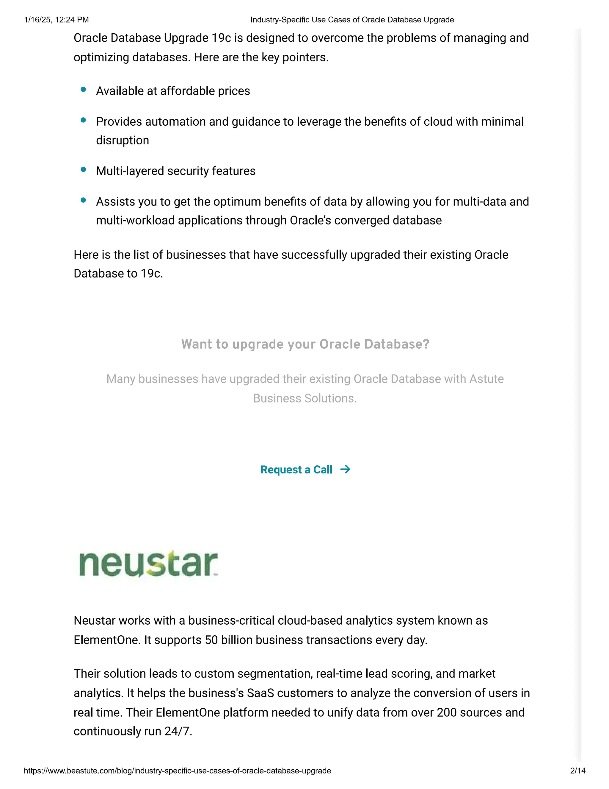 Industry-Specific Oracle Database Upgrade Use Cases | PDF