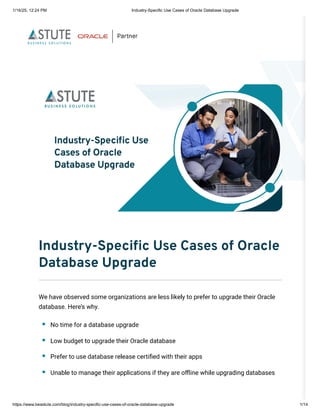 Industry-Specific Oracle Database Upgrade Use Cases | PDF