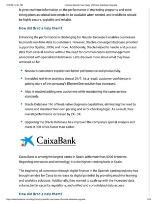 Industry-Specific Oracle Database Upgrade Use Cases | PDF