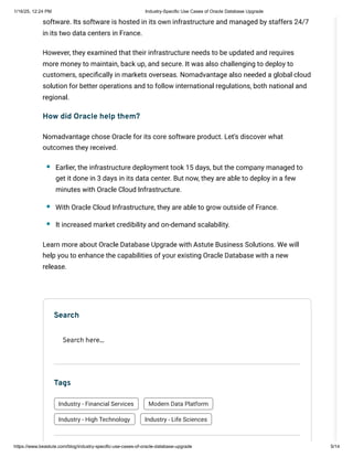 Industry-Specific Oracle Database Upgrade Use Cases | PDF