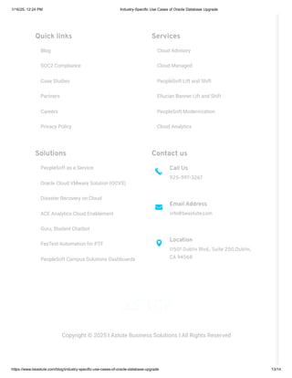Industry-Specific Oracle Database Upgrade Use Cases | PDF