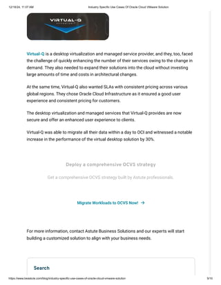 Industry-Specific Use Cases of (OCVS) Oracle Cloud VMware Solution | PDF