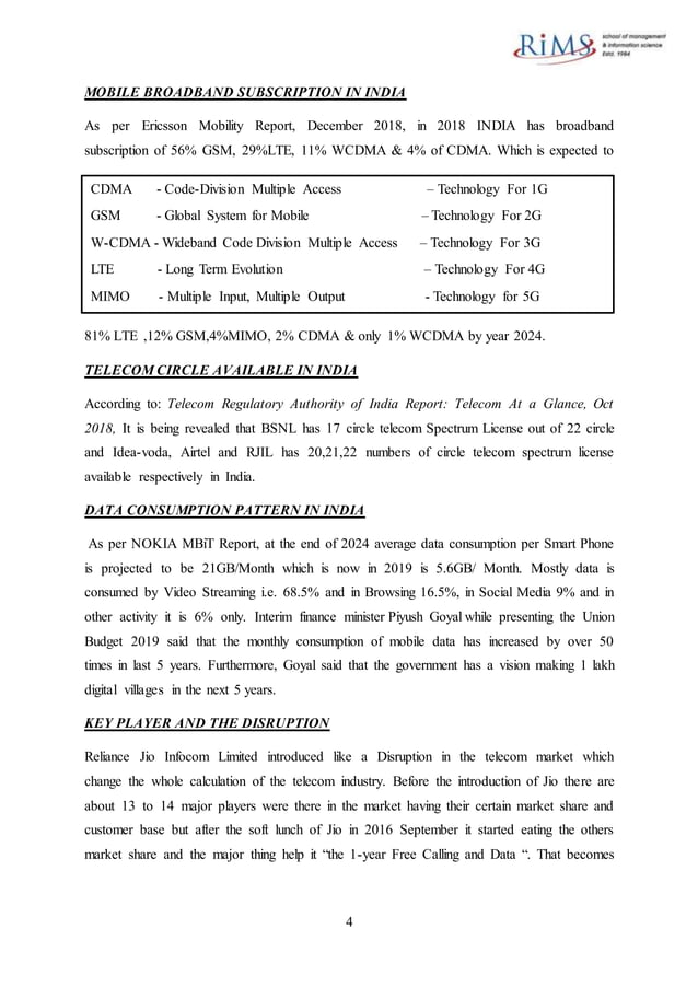 Industry analysis of telecom industry in india(report) | DOCX | Internet | Computing