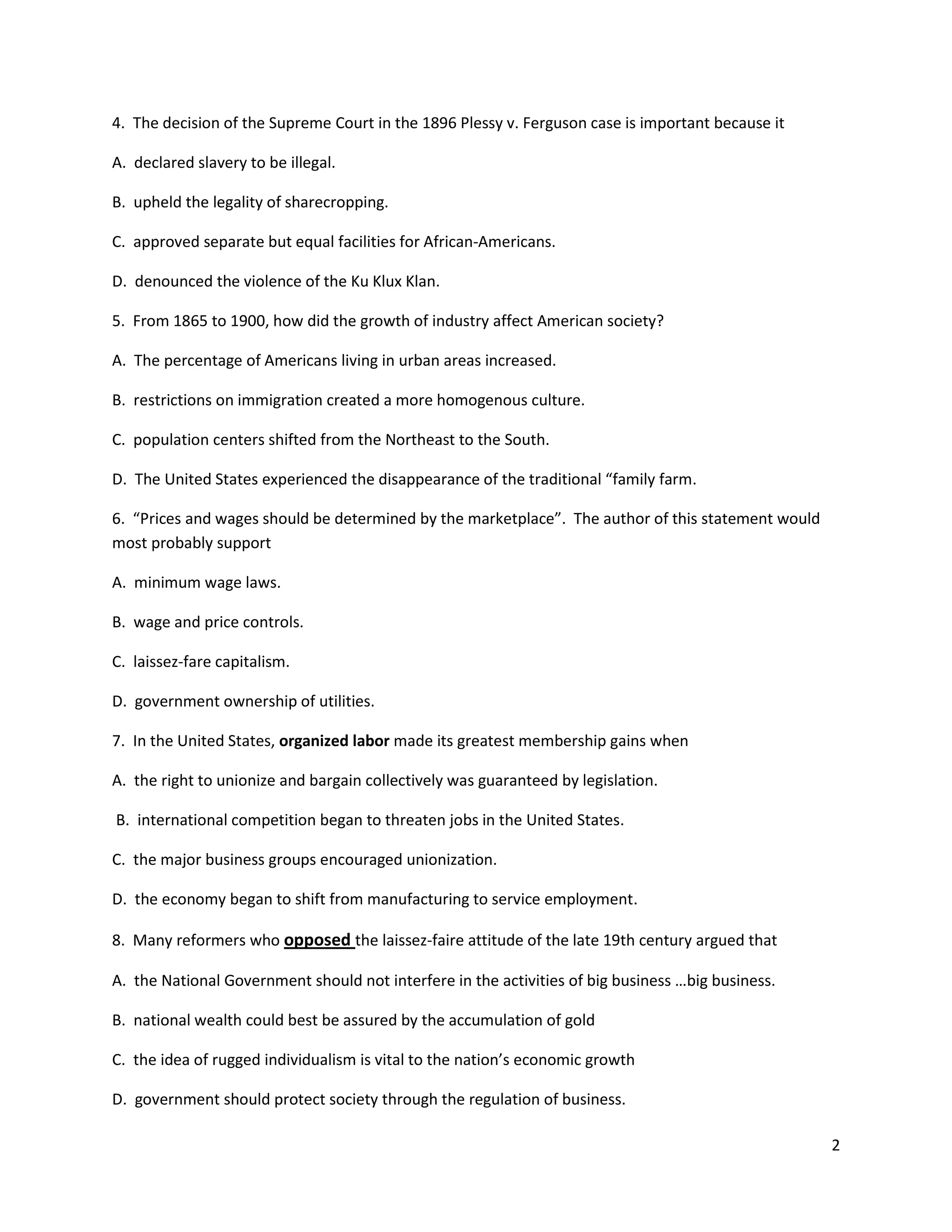Industry and immigration quiz | DOCX