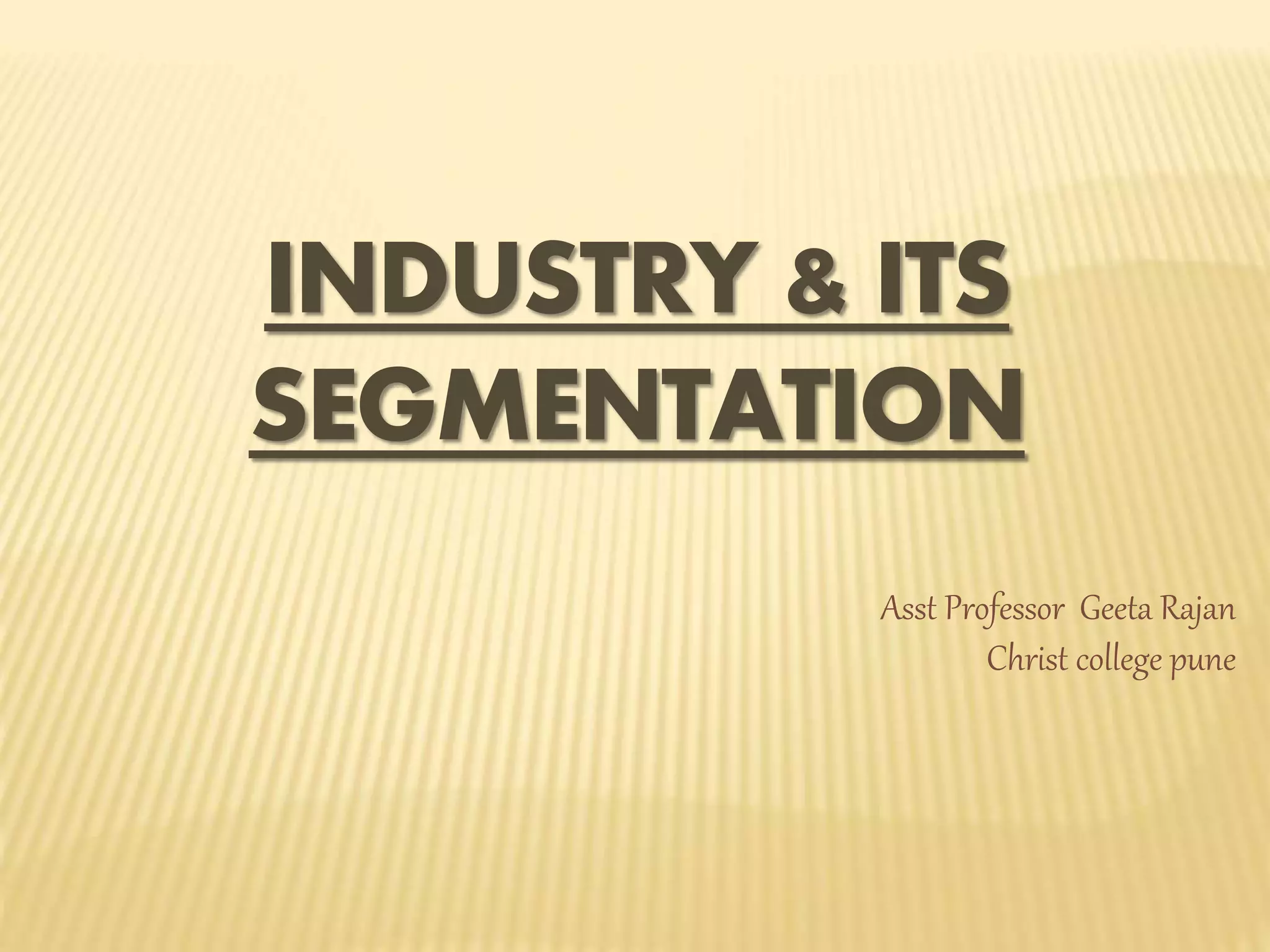 Industry and its segmentation | PPTX