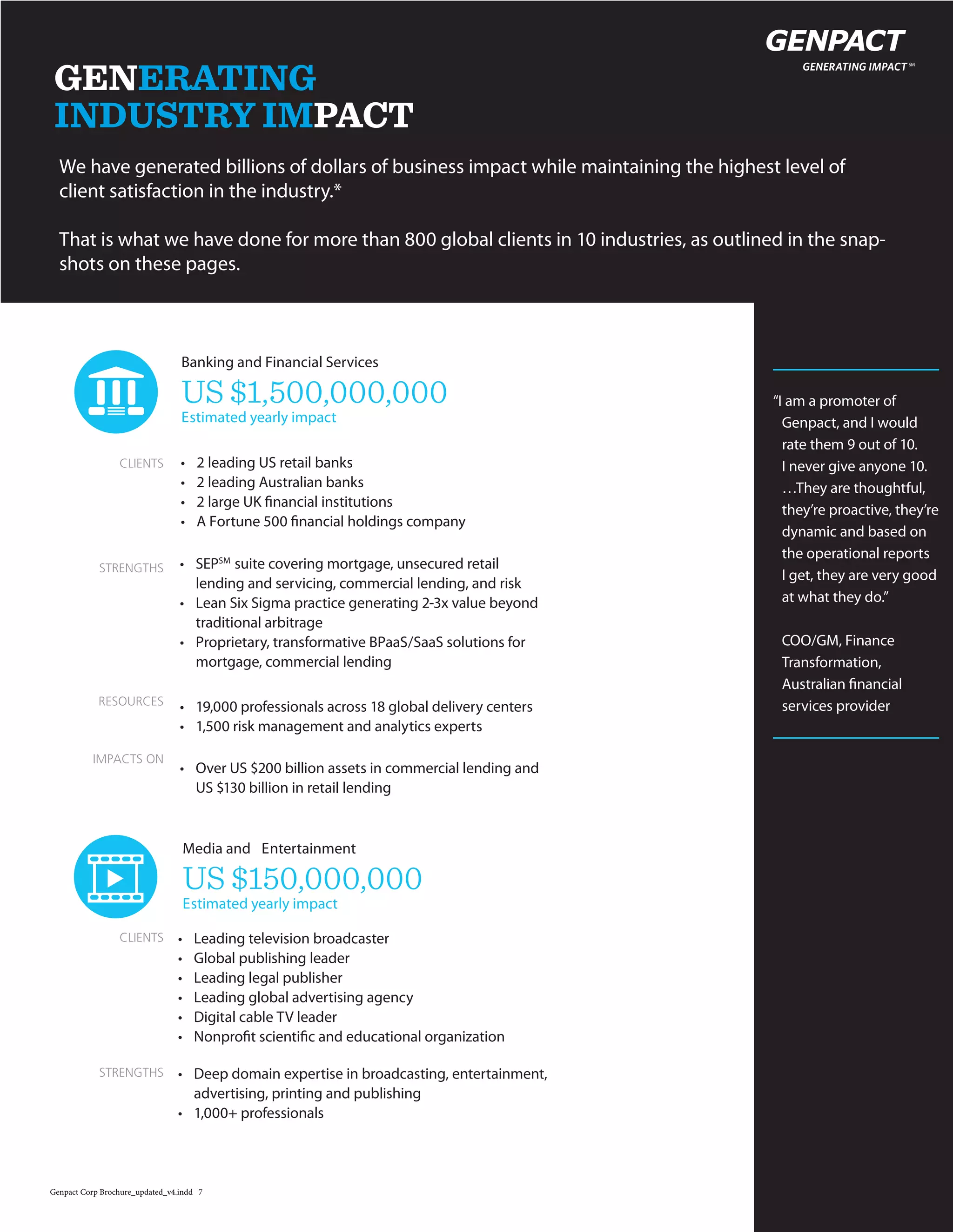Genpact's Industry Impact | PDF | Business Banking & Finance | Business