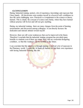 Industrial training report part 2 | DOCX | Pharmaceutical Industry ...