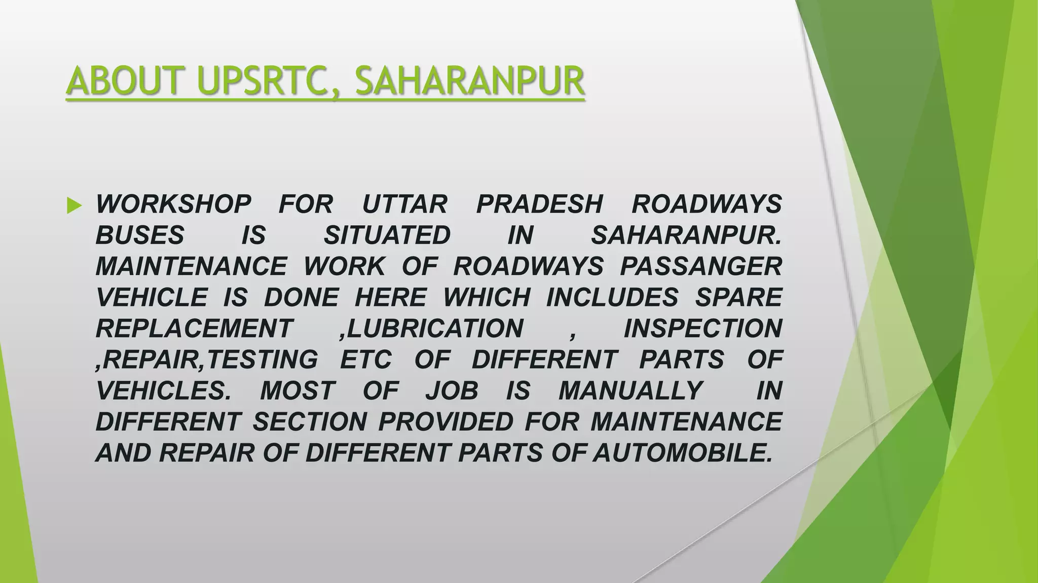 UPSRTC Industry traning ppt (1) shubham.pptx 27 sep | PPTX