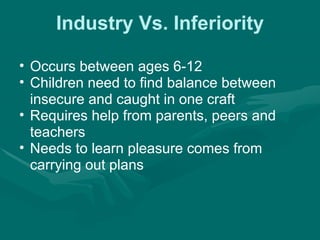 Erik Erikson\'s stage 4. Industry vs. inferiority | PPT