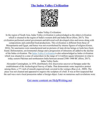 Indus Valley Civilization Essay | PDF