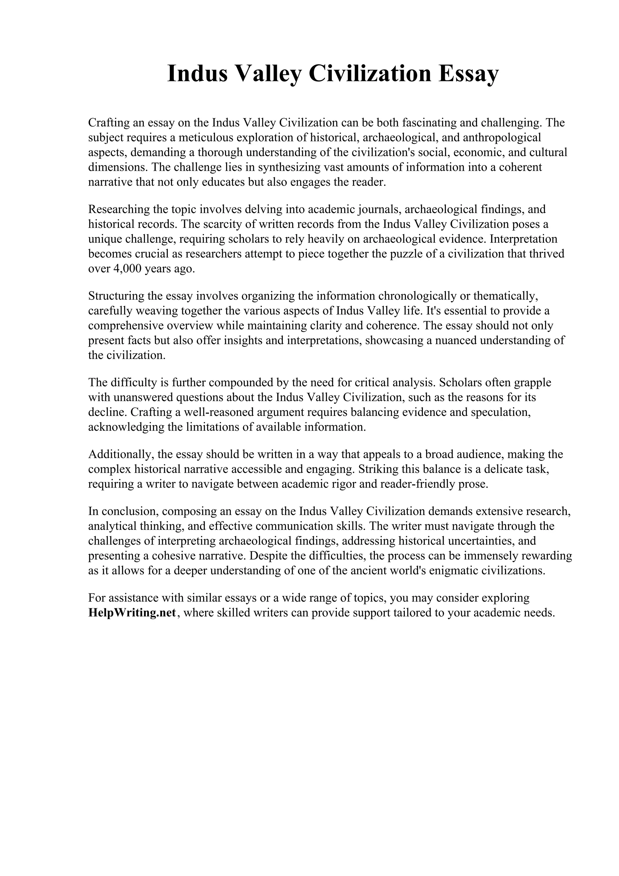 Indus Valley Civilization Essay.pdf