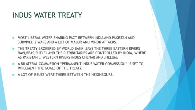 Indus water treaty 1960 | PPTX | Asia Travel | Travel Locations
