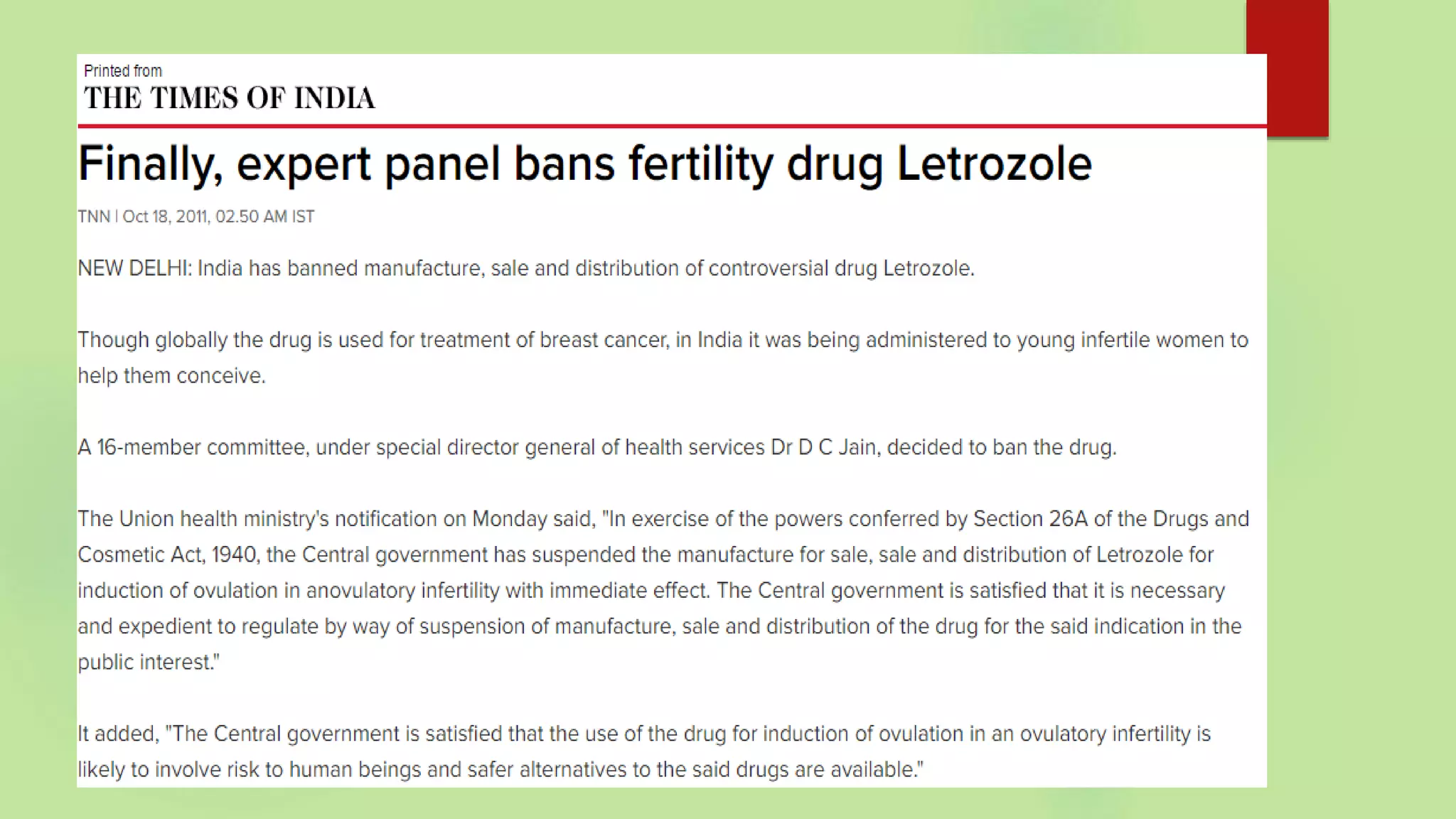 Letrozole in Ovulation Induction | PPTX