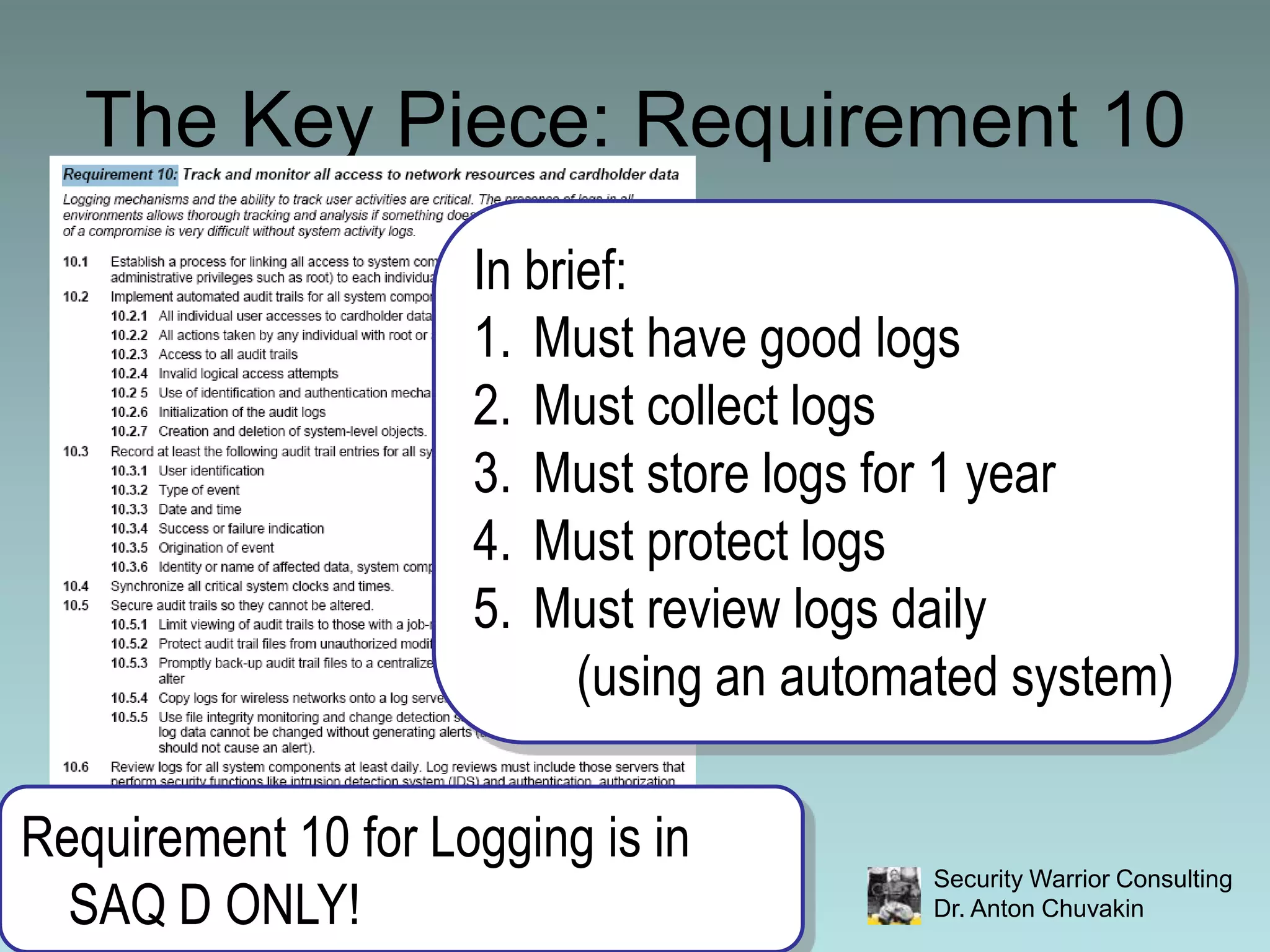 PCI DSS and Logging: What You Need To Know by Dr. Anton Chuvakin | PPTX