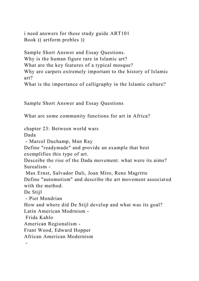 i need answers for these study guide ART101Book (( artform prebles.docx