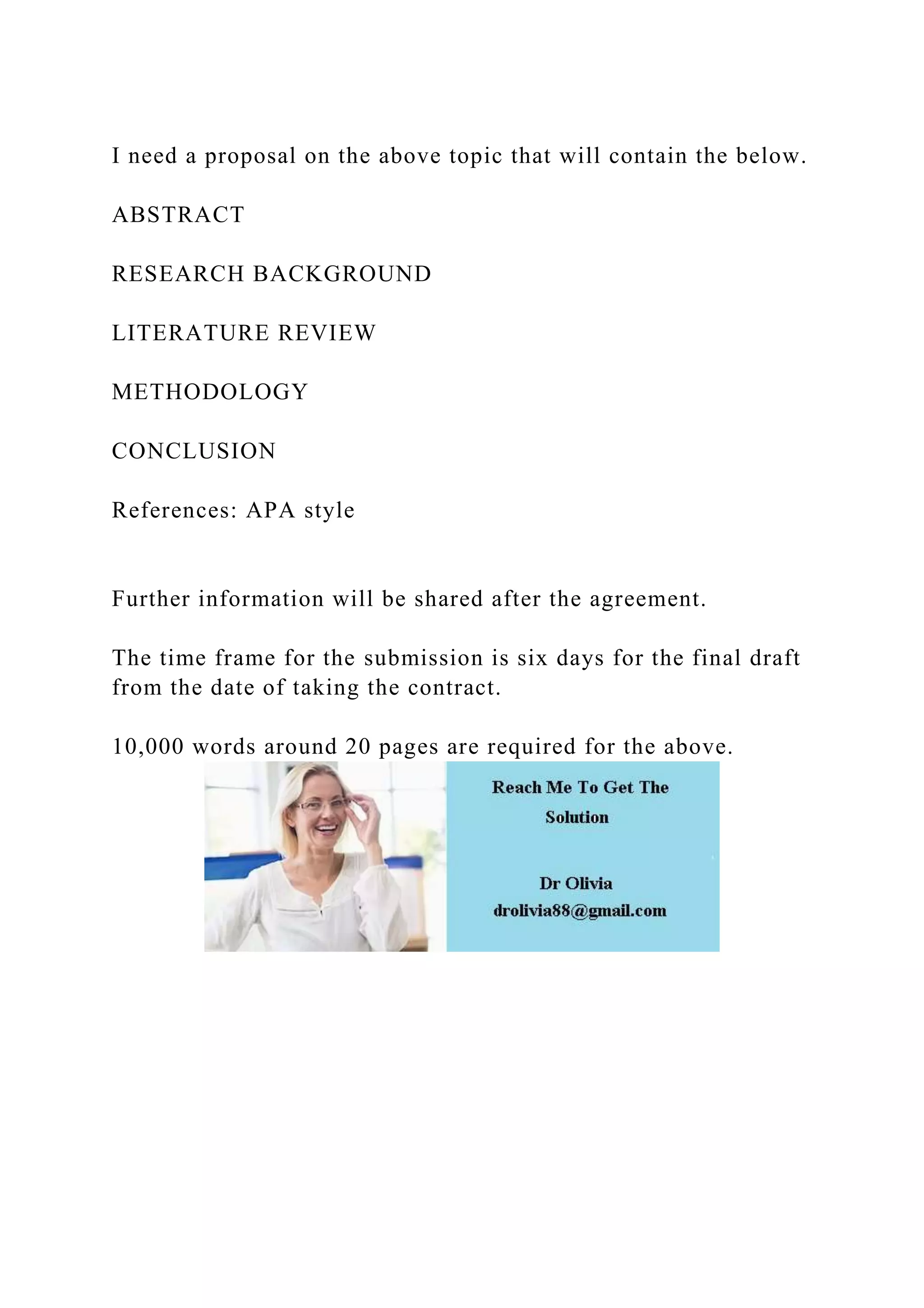 I need a proposal on the above topic that will contain the below..docx