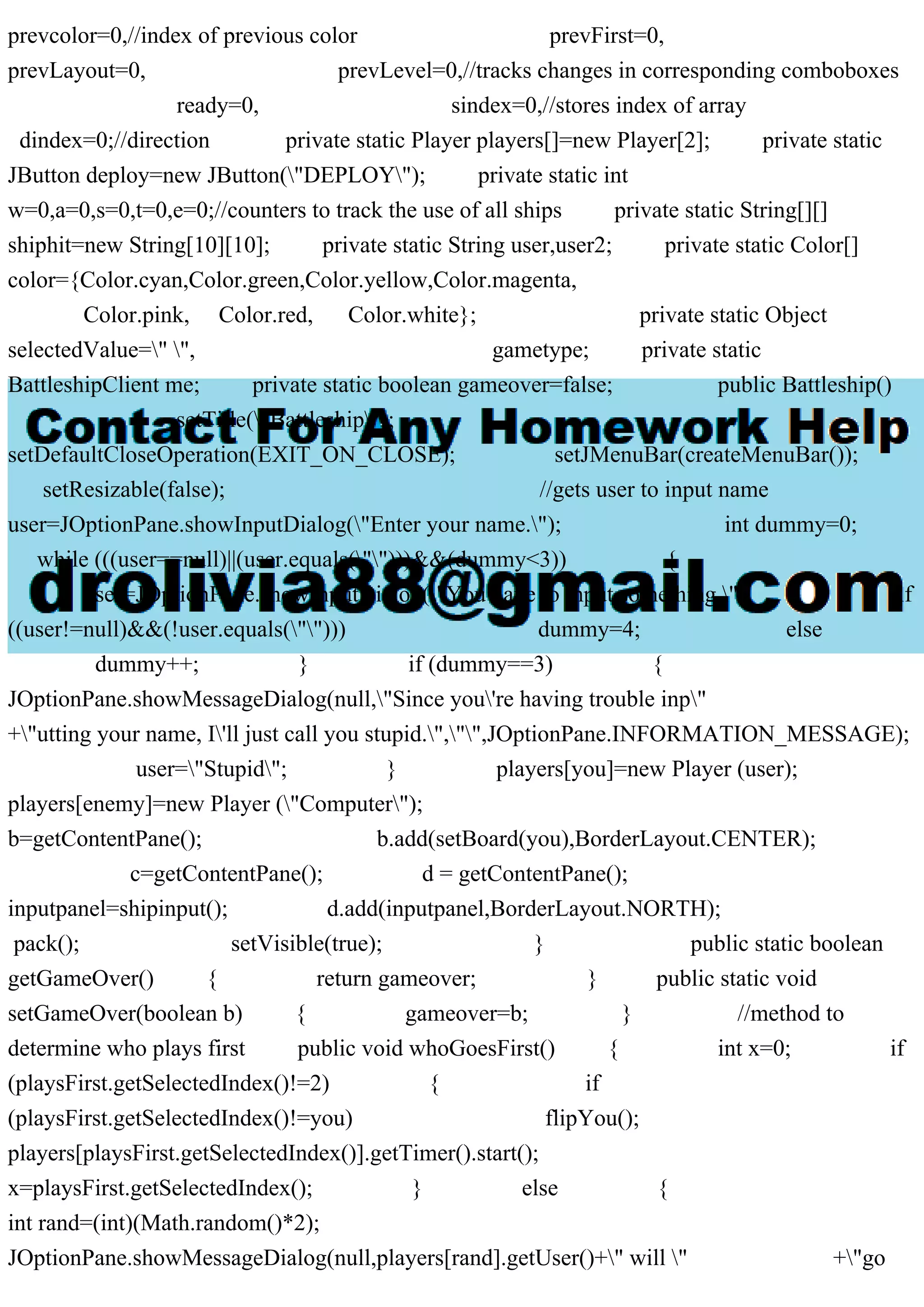 i need a taking turn method for a player vs computer battleship game.pdf