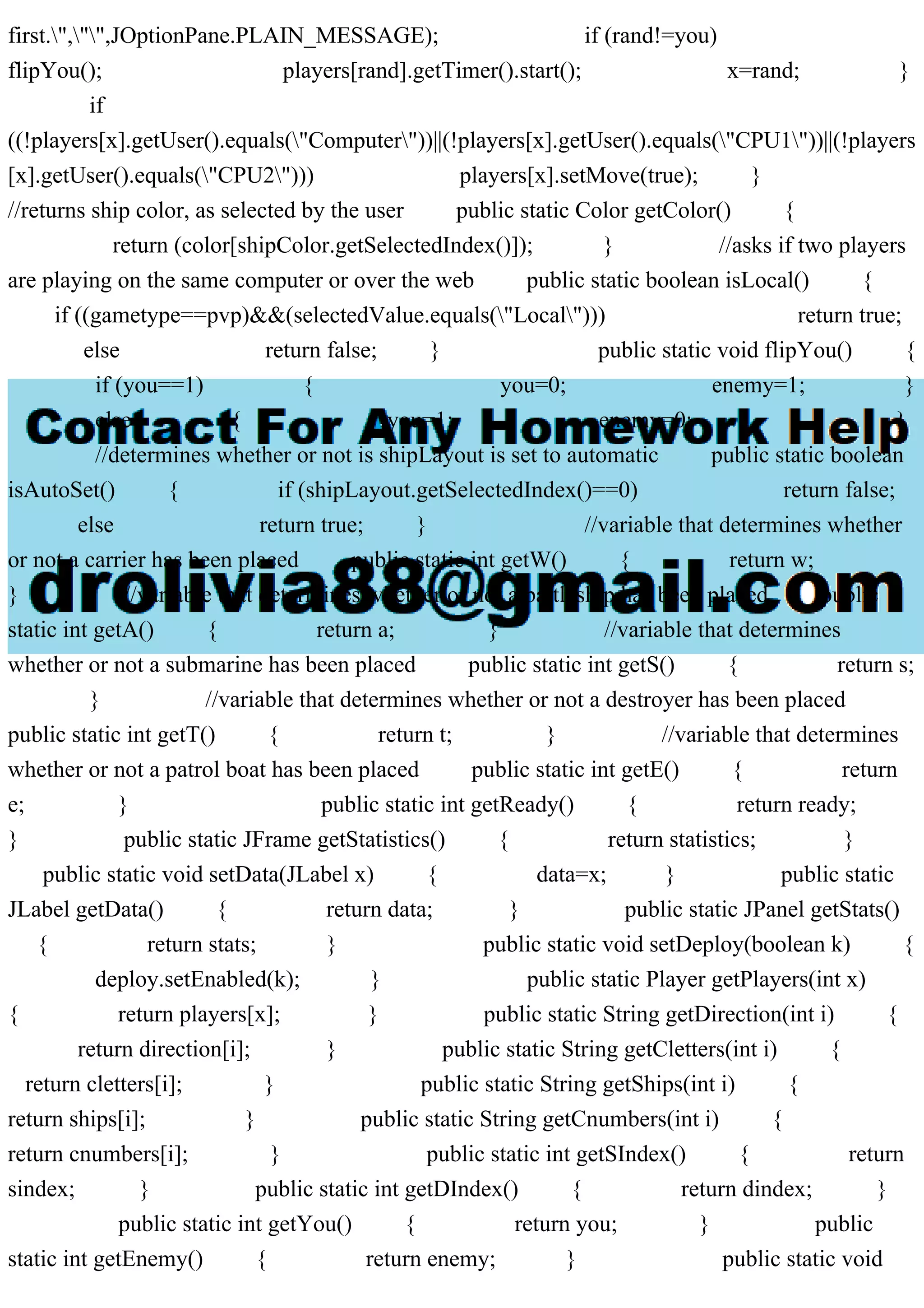 i need a taking turn method for a player vs computer battleship game.pdf