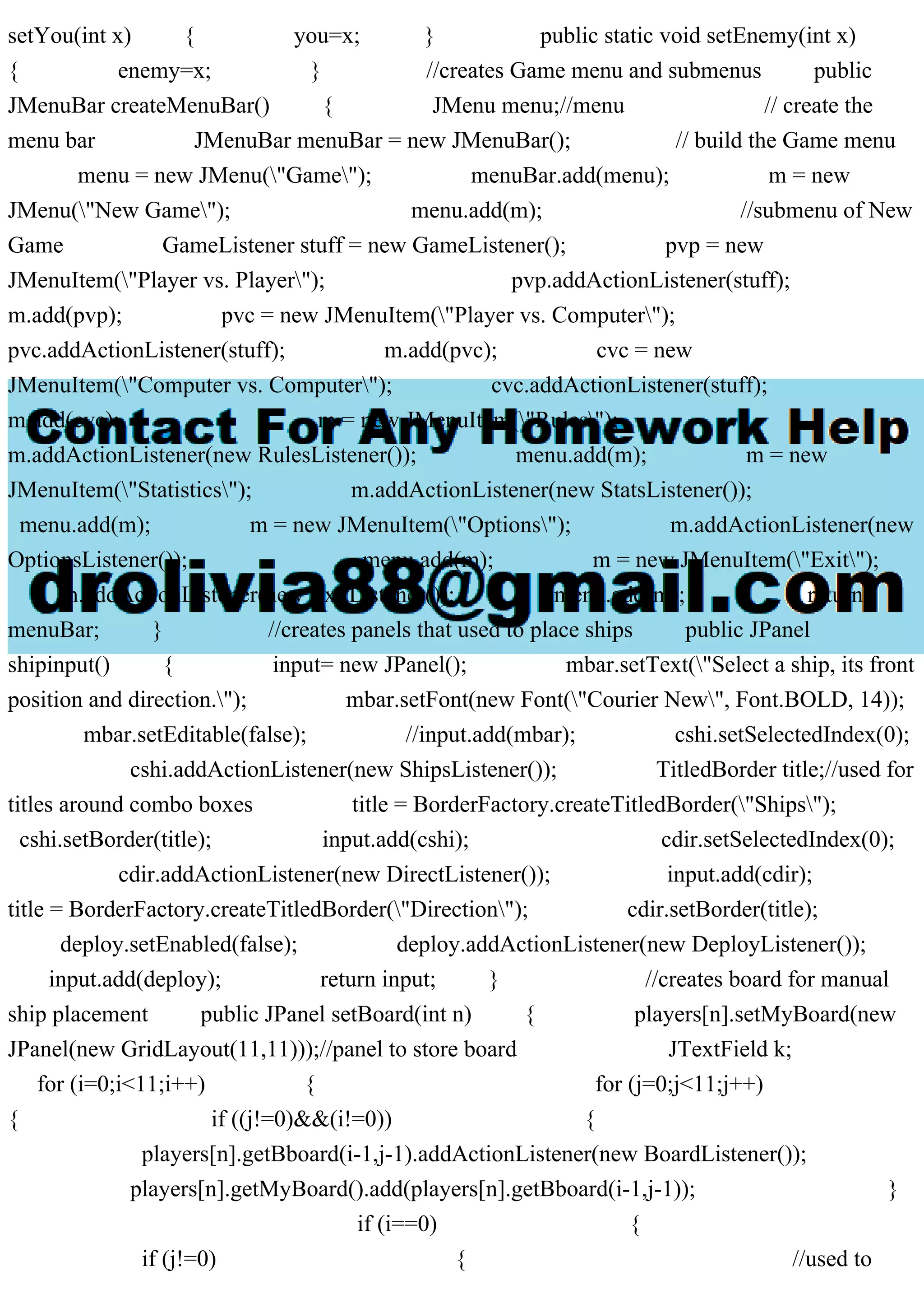 i need a taking turn method for a player vs computer battleship game.pdf