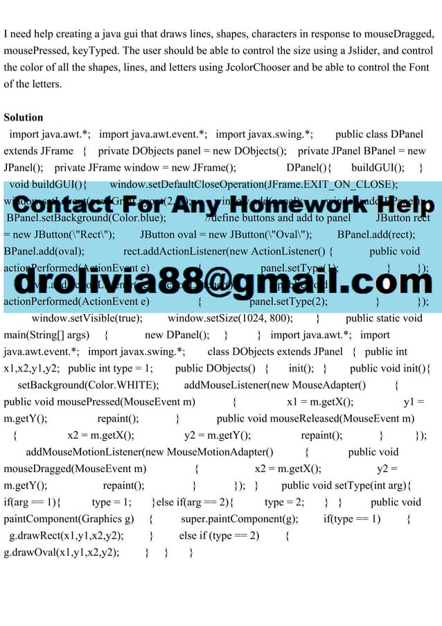 I need help creating a java gui that draws lines, shapes, characters.pdf