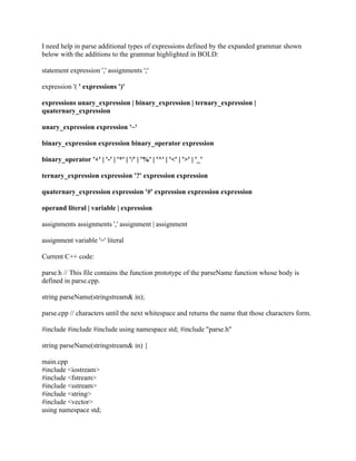 I need help in parse additional types of expressions defined by the ex.pdf
