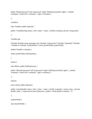 I need help in parse additional types of expressions defined by the ex.pdf