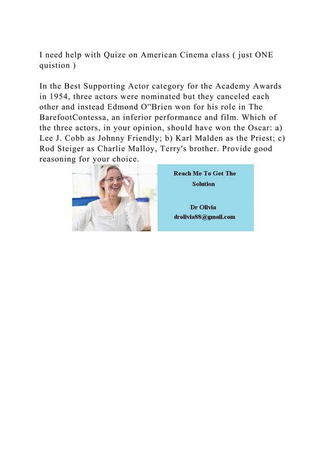 I need help with Quize on American Cinema class ( just ONE quistion .docx