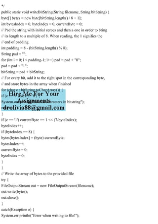 I need help with the last 2 methods only in Huffman.java file the me.pdf