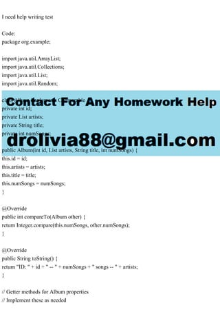 I need help writing test Codepackage org.example;import j.pdf