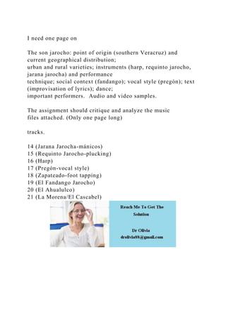 I need one page onThe son jarocho point of origin (southern Ver.docx