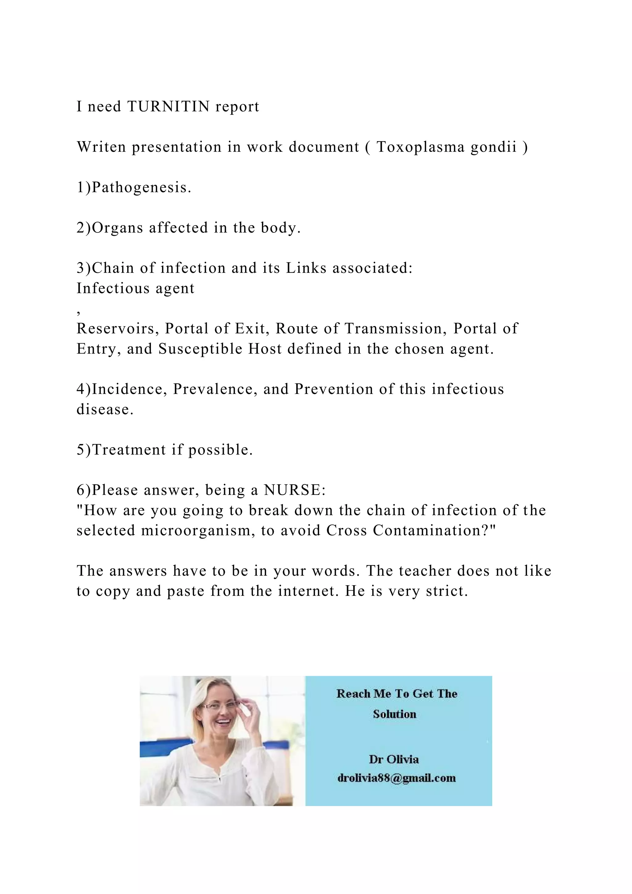 I need TURNITIN report Writen presentation in work document ( To.docx