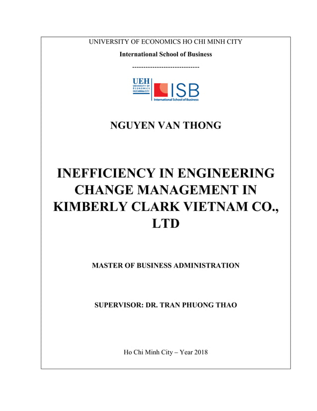 Inefficiency in engineering change management in kimberly clark VietNam ...