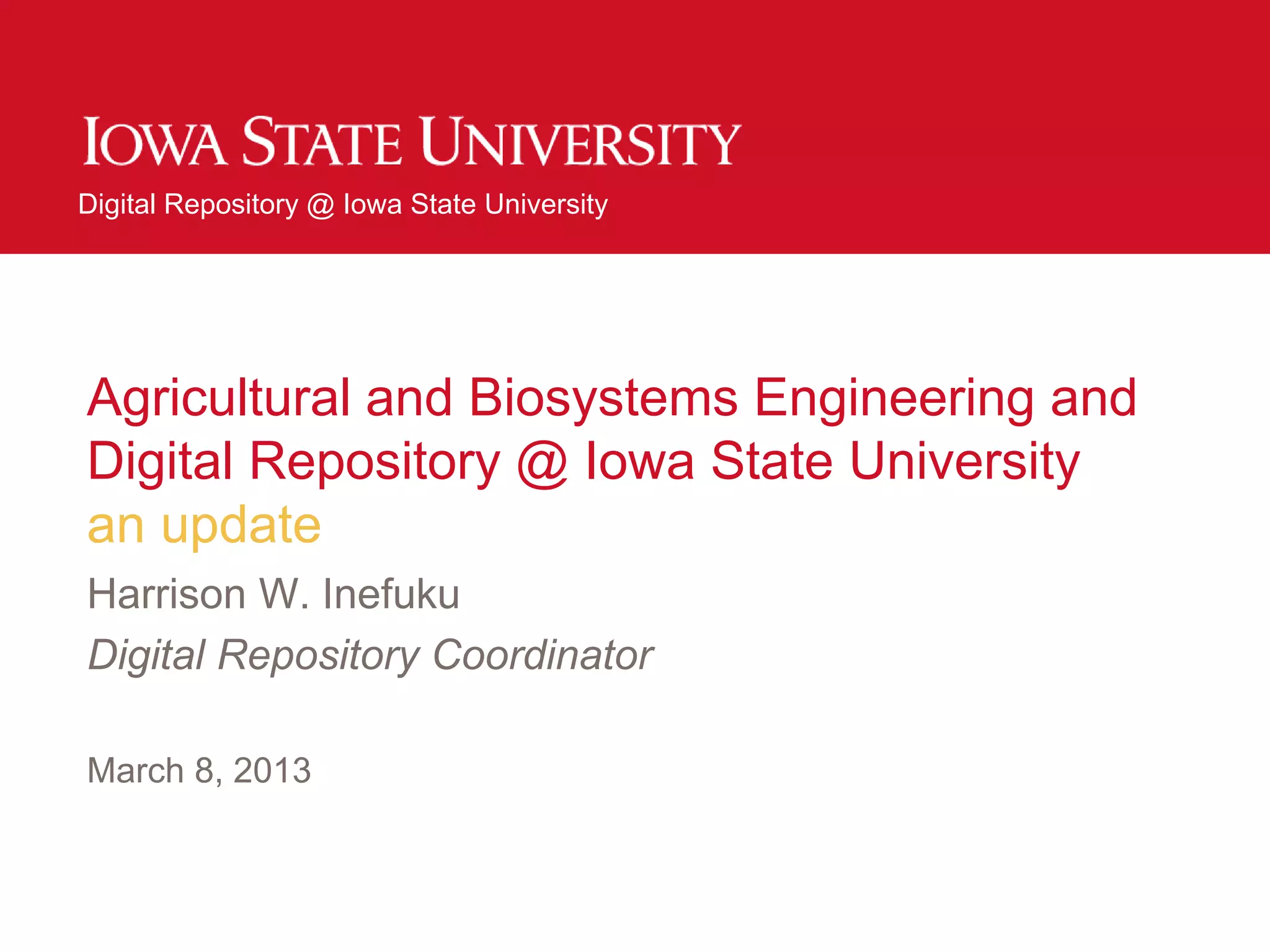 Agricultural and Biosystems Engineering and Digital Repository @ Iowa ...