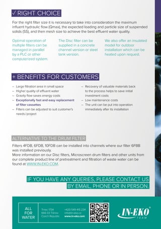 DISC FILTERS – INNOVATION IN TERTIARY WATER TREATMENT | PDF