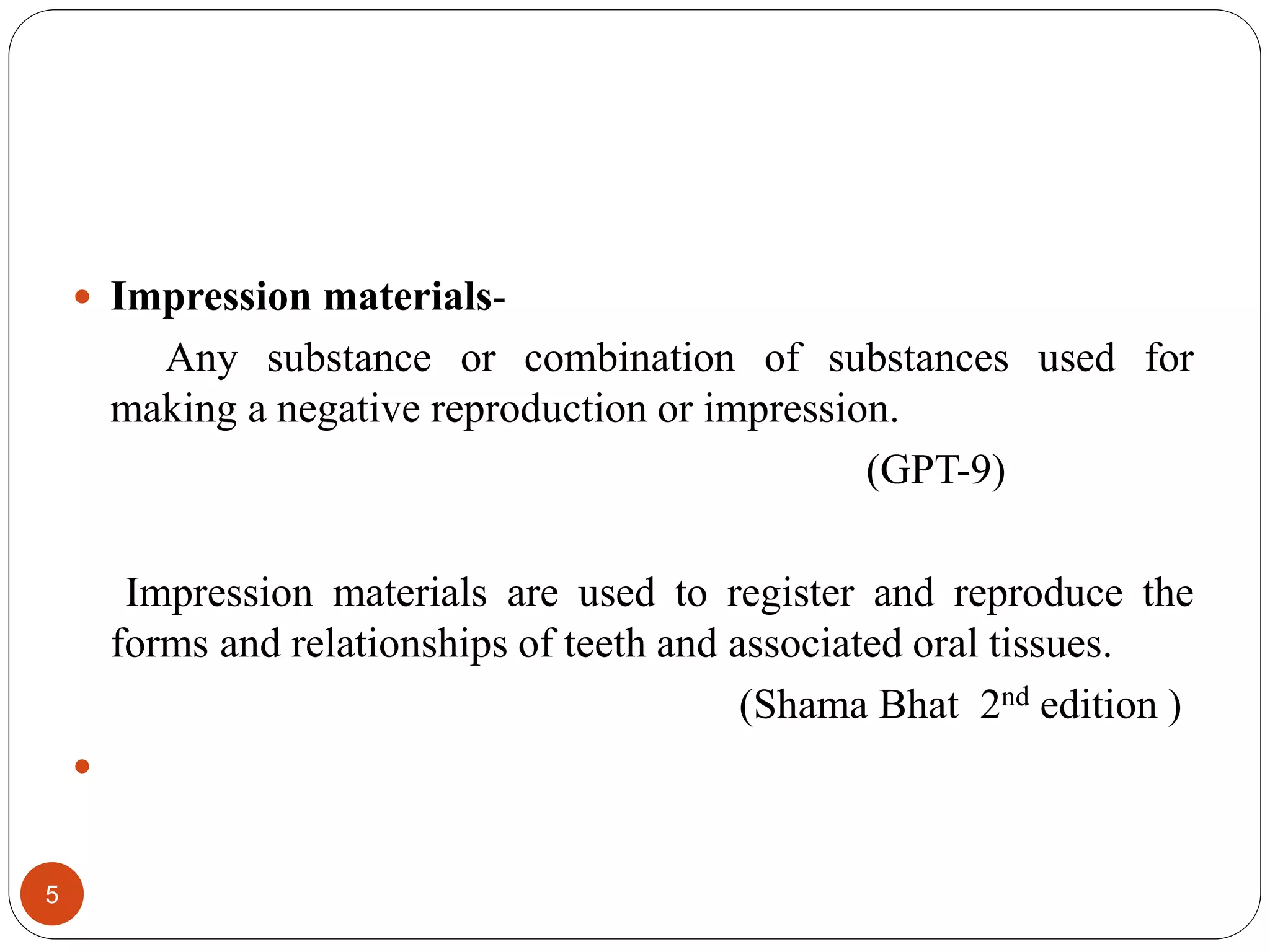 Inelastic impression materials | PPTX