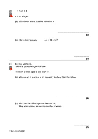 GCSE MATHEMATICS Inequalities questions .pdf