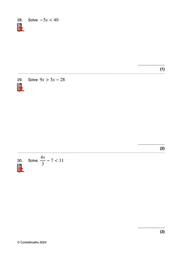 Gcse Mathematics Inequalities Questions Pdf