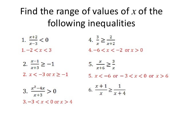 Inequalities quadratic, fractional & irrational form