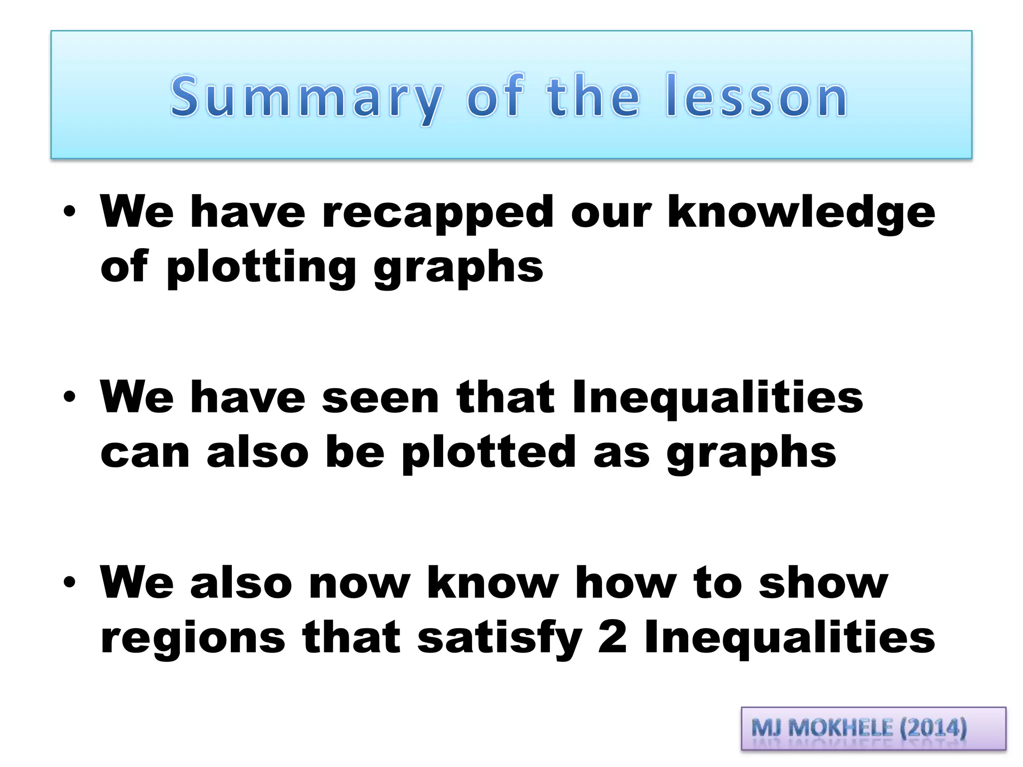 Inequalities and graphing equations | PPT