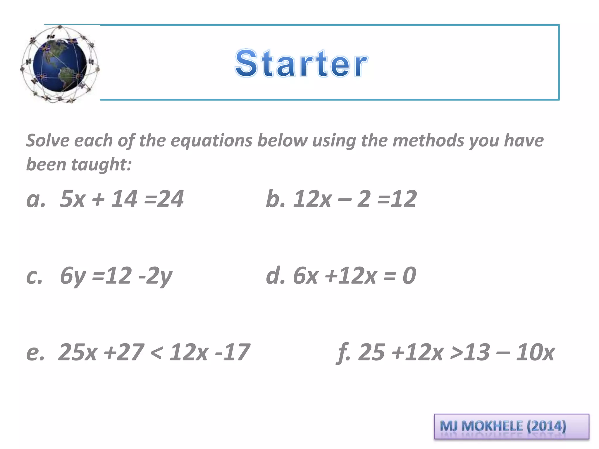 Inequalities and graphing equations | PPT
