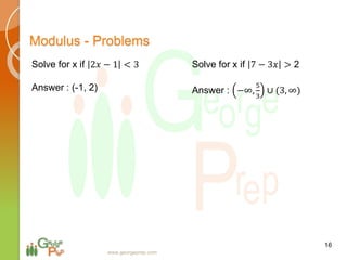 Inequalities and modulus session 2 | PPTX