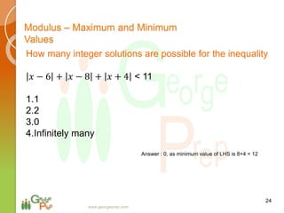 Inequalities and modulus session 2 | PPTX