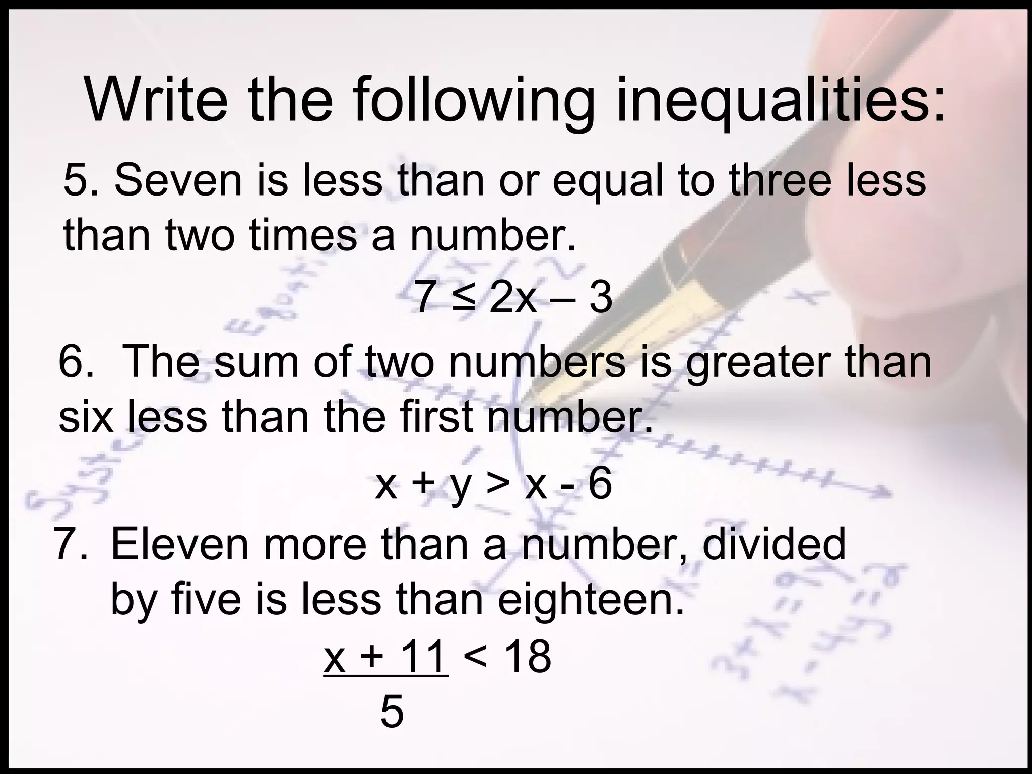 Inequalities ppt revised | PPT | Games and Puzzles | Hobbies & Interests