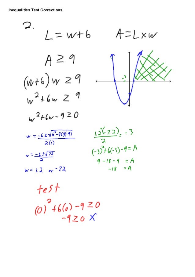 Inequalities test corrections