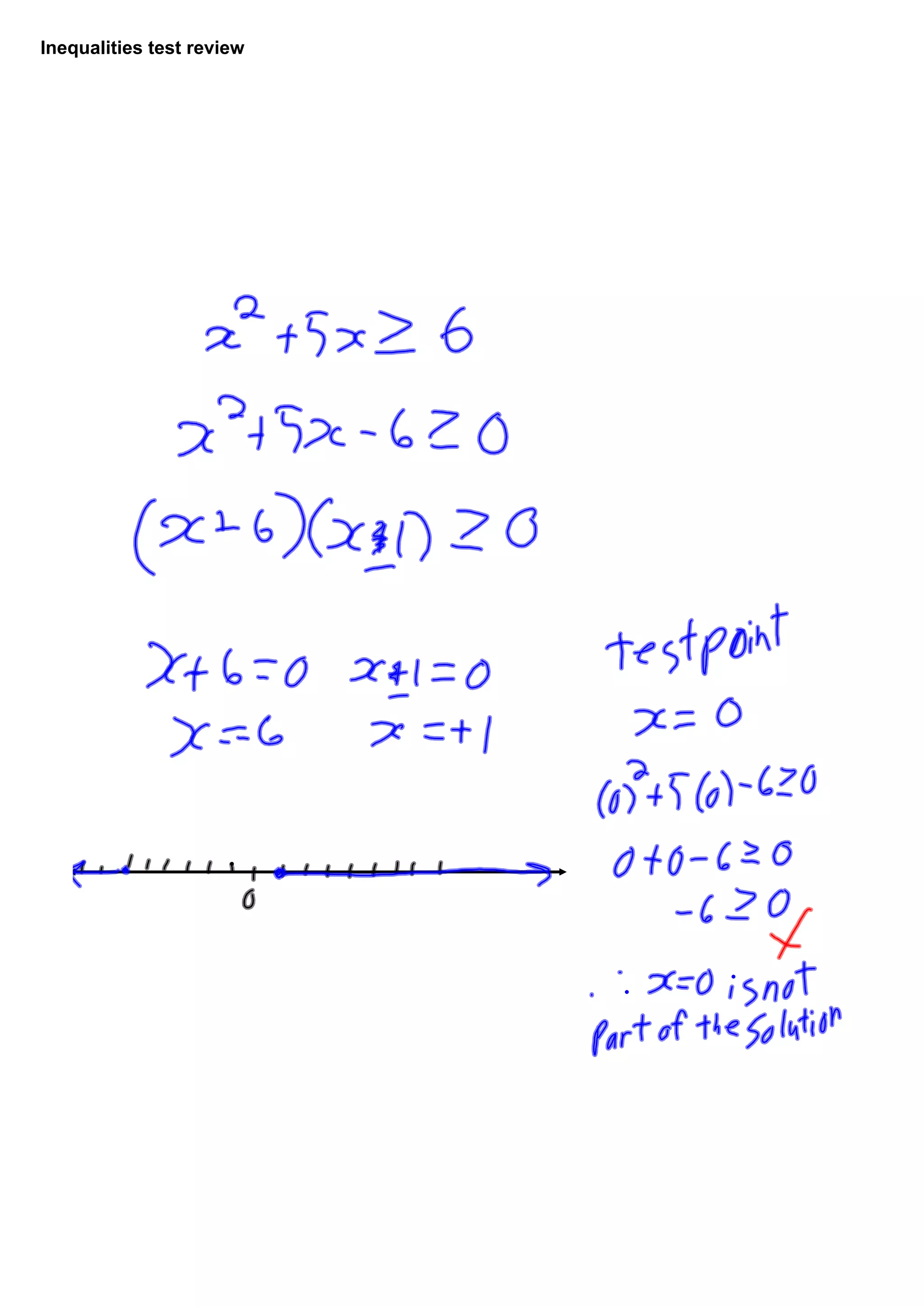 Inequalities test review | PDF