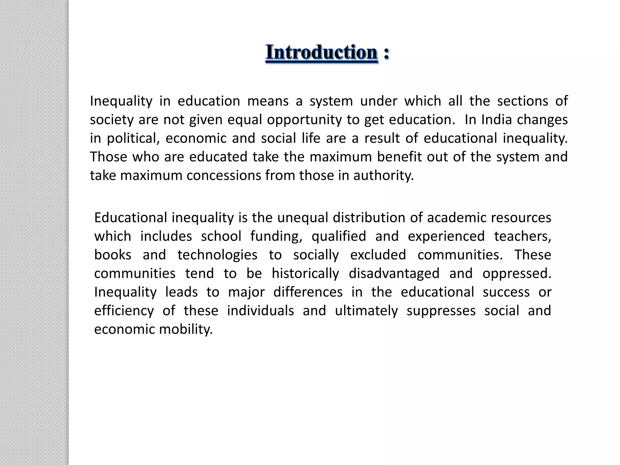 Inequality in education | PPTX