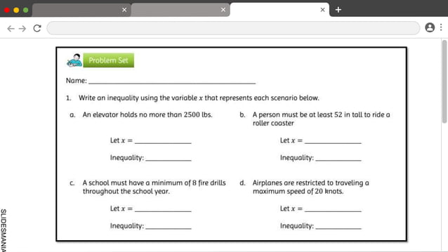 Inequality Modeling lesson plan | PPT