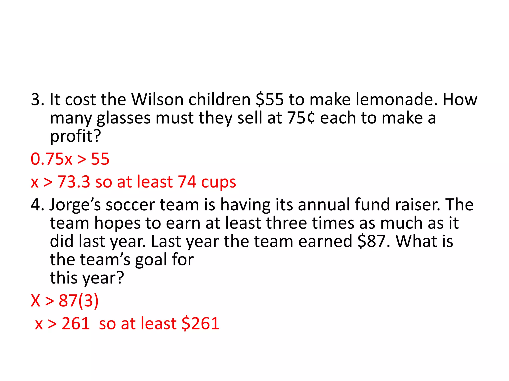 Inequality word problems | PPTX